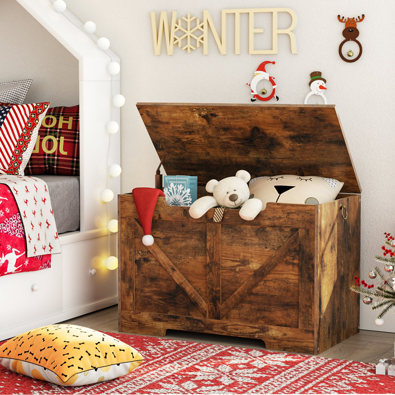 Loon Peak® Cadesha Kids Toy Box Wooden Storage Chest With Safety Hinge & Reviews | Wayfair